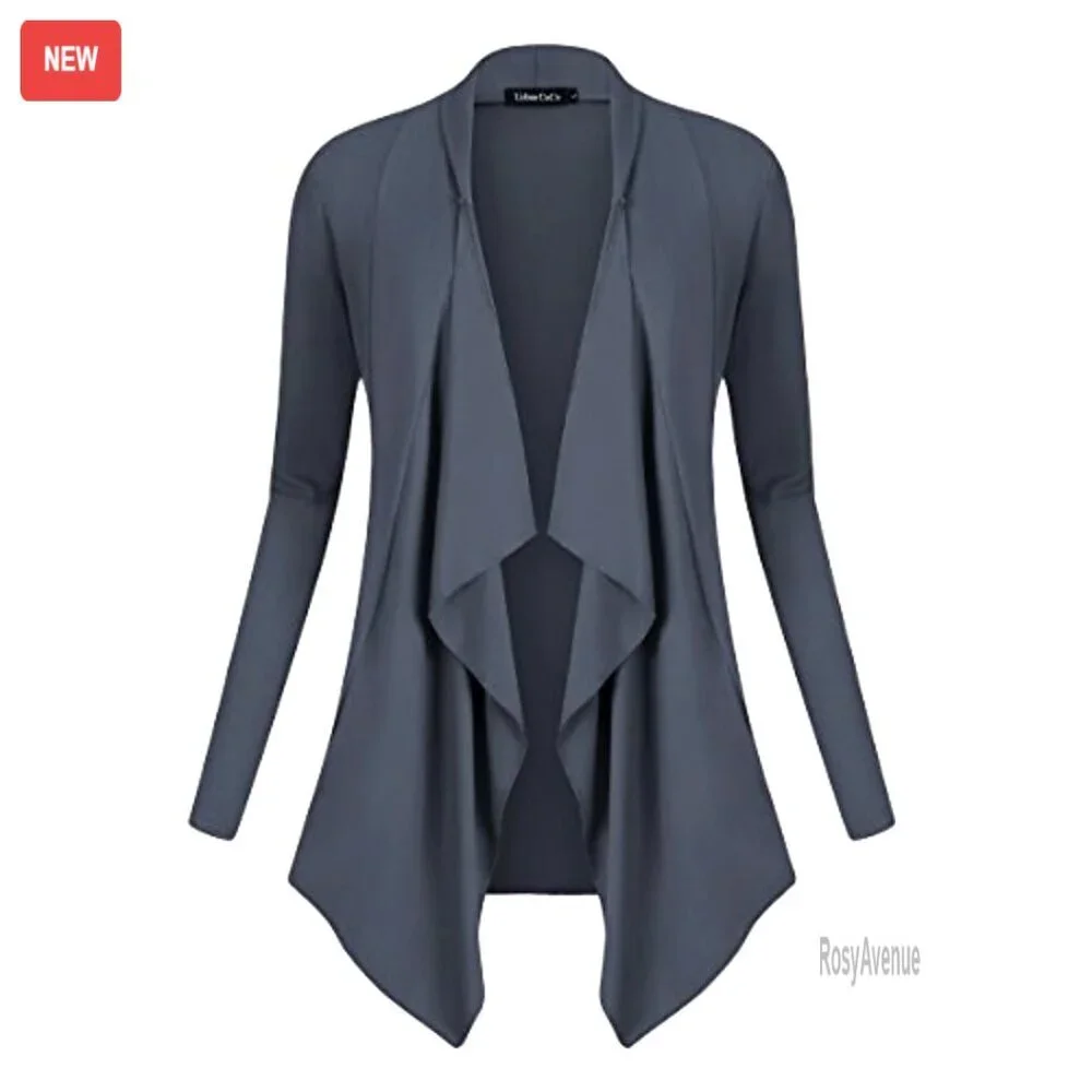 Sweaters | Drape Front Open Cardigan Long Sleeve Irregular Hem ...